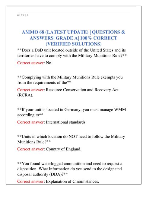 Ammo 68 Latest Update Questions And Answers Grade A 100 Correct