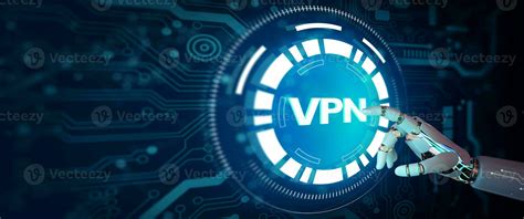 Ai Robot Hand Pointing To Vpn Network Security Internet Privacy Encryption With Artificial