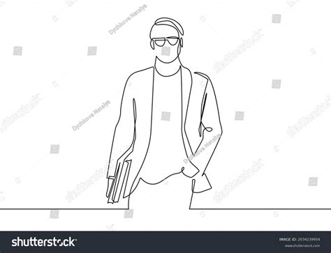 Continuous One Line Drawing Businessman Standing Stock Illustration 2034239954 Shutterstock