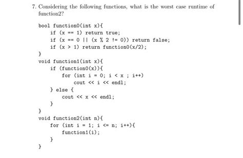 Solved 7 Considering The Following Functions What Is The