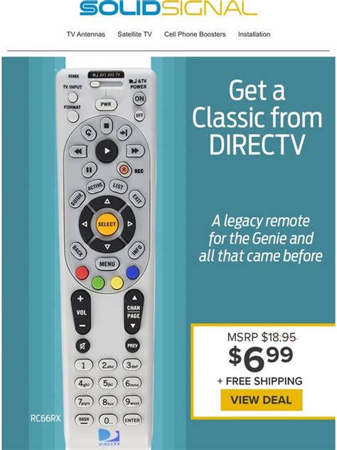 Solid Signal Directvs Classic Rf Remote Is 6 99 At Solid Signal Milled