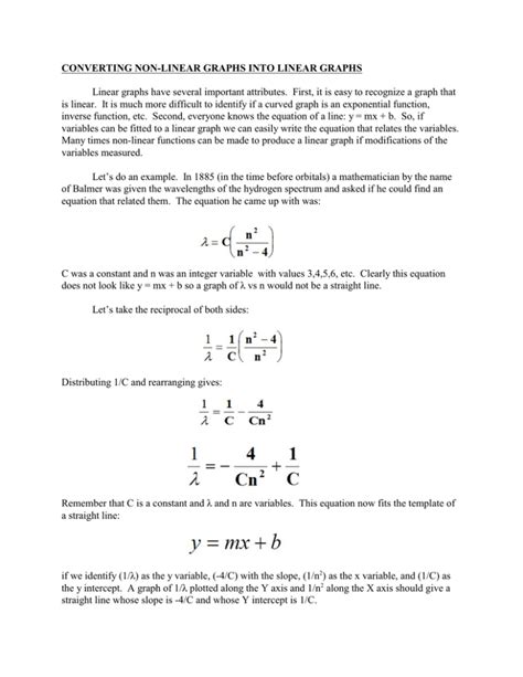 Converting Non Linear Graphs Into Linear Graphs