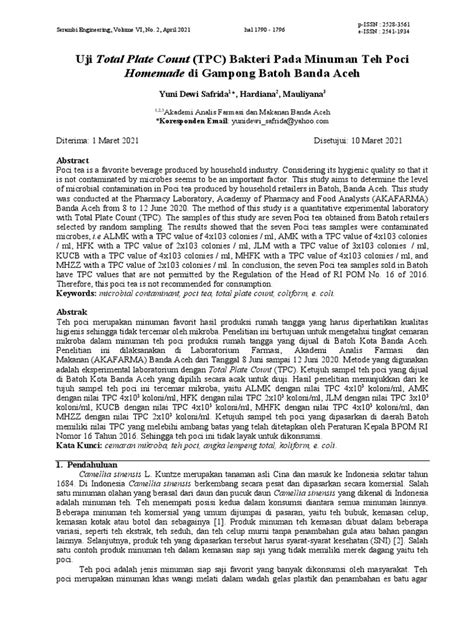Uji Total Plate Count Tpc Bakteri Pada Minuman Teh Pdf Bacteria Organisms