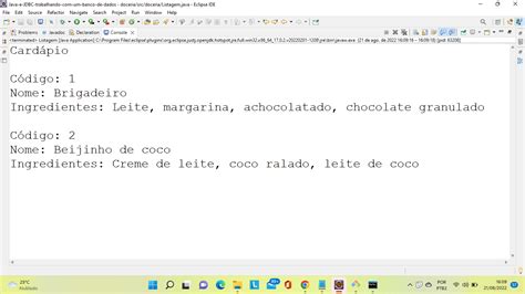 Lista De Doces Java E Jdbc Trabalhando Com Um Banco De Dados