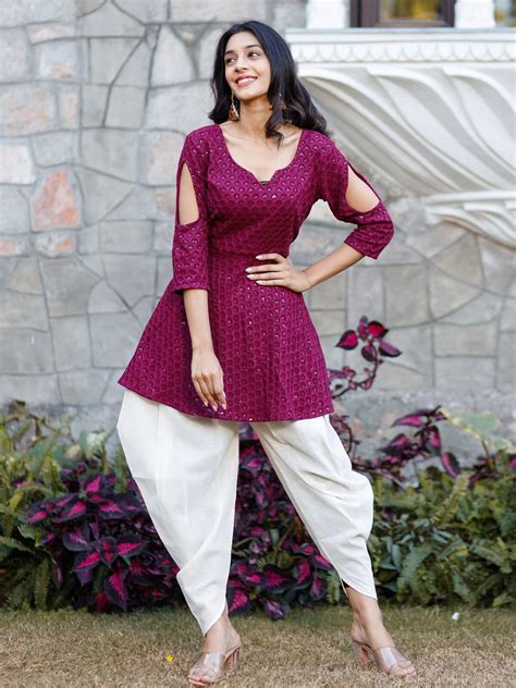 Purple Punjabi Suit Patiala Suit Set Punjabi Salwar Dhoti Kurta Top