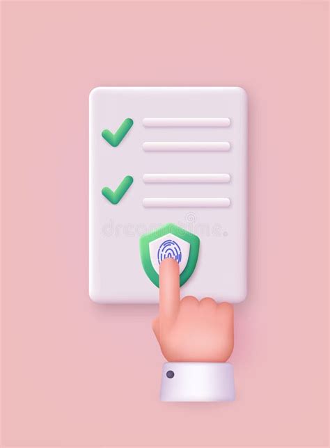 Fingerprint Document Digital Security Authentication Concept 3d Finger Scan For Authorization