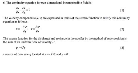 Solved 6 The Continuity Equation For Two Dimensional