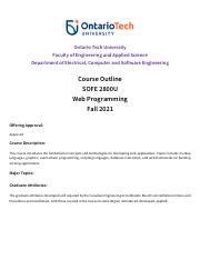 Course Outline SOFE 2800U Fall 2021 Fall 2021 Pdf Ontario Tech