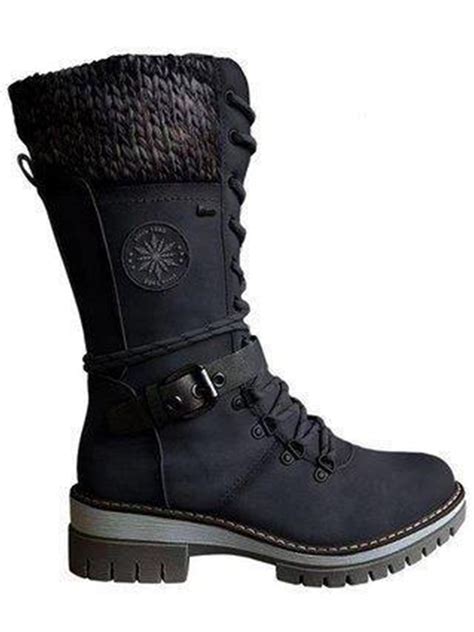 Ritualay Womens Fashion Riding Boot Non Slip Round Toe Mid Calf Boots