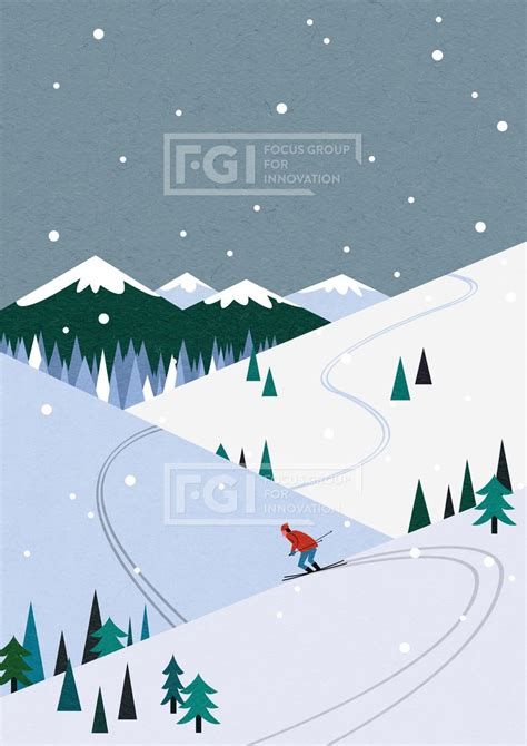 Spai176 프리진 일러스트 풍경 겨울 겨울풍경 배경 심플 플랫 눈 눈꽃 산 하늘 식물 나무 따뜻한