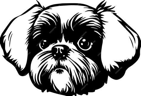 흰색 배경 Svg 벡터 일러스트 레이 션에 고립 된 Shih Tzu 개 얼굴 프리미엄 벡터
