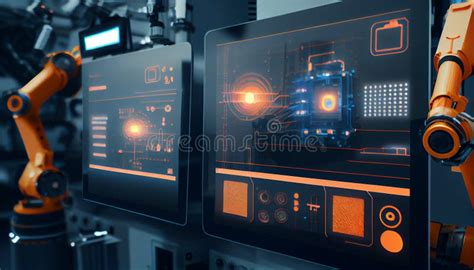 Universal Industrial Robotic Arm And Cnc Lathe Machine Stock Illustration Illustration Of
