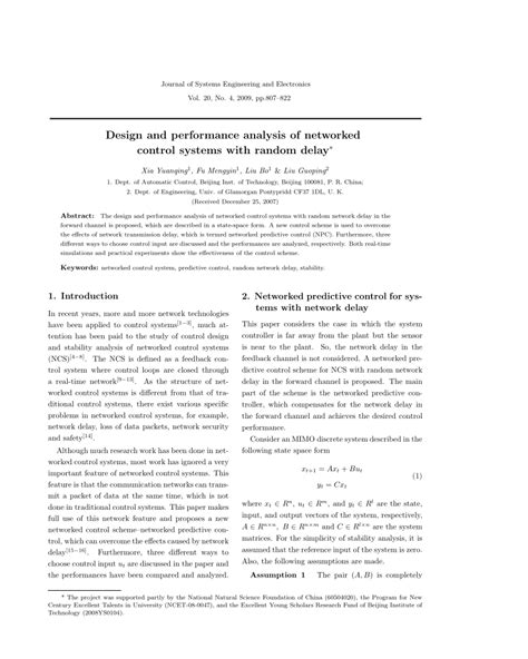 Pdf Design And Performance Analysis Of Networked Control Systems With Random Delay [j]