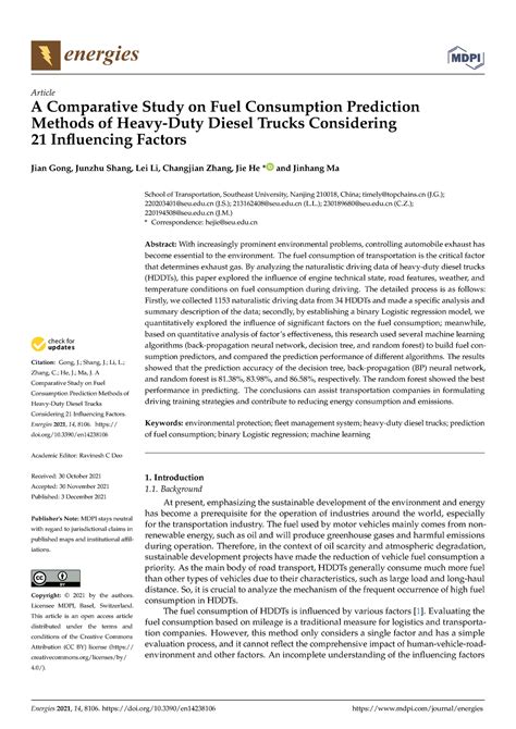 Energies 14 08106 Gff Energies Article A Comparative Study On Fuel
