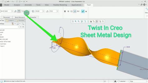 twist command in creo sheet metal design tutorial 07 youtube