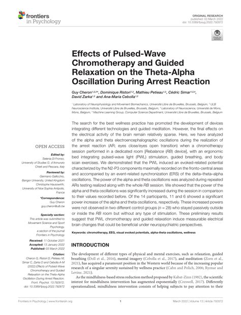 Pdf Effects Of Pulsed Wave Chromotherapy And Guided Relaxation On The