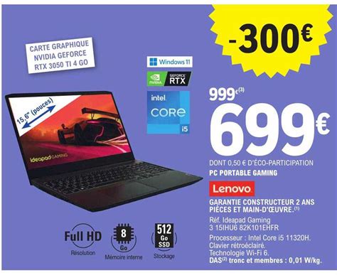 Promo Pc Portable Gaming Lenovo Chez E Leclerc Icatalogue Fr