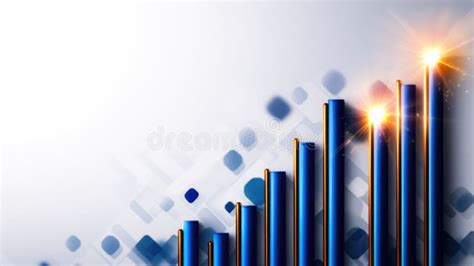 Abstract Blue Bar Graph With Rising Columns And Sparkling Highlights Stock Illustration
