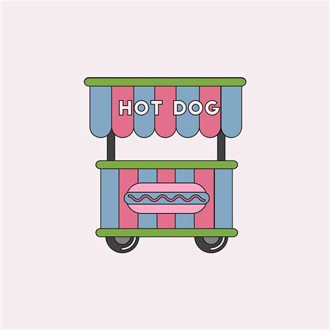 패스트 푸드 핫도그 카트 및 거리 핫도그 카트 벡터 Eps Ai Uidownload