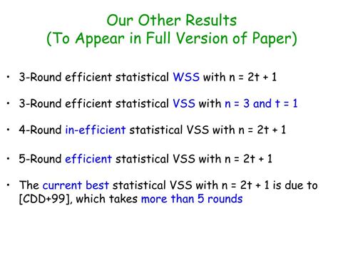 Ppt The Round Complexity Of Verifiable Secret Sharing Re Visited Crypto 2009 Powerpoint