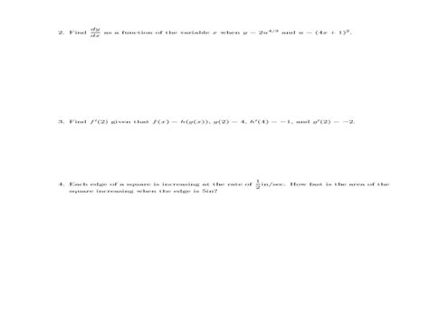 Seven Derivative Problems Worksheet For 12th Higher Ed Lesson Planet