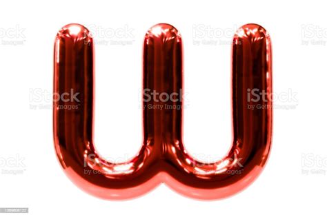 풍선 글꼴 메텔라틱 빨간 문자 W 현실적인 헬륨 풍선 프리미엄 3d 일러스트로 만든 금속에 대한 스톡 사진 및 기타 이미지 금속 디지털 생성 이미지 바람 Istock