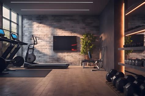 Premium Ai Image A Home Gym With A Sleek Wallmounted Touchscreen For Virtu Video