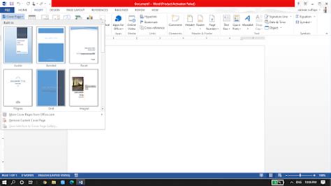 Front Page In MS Word