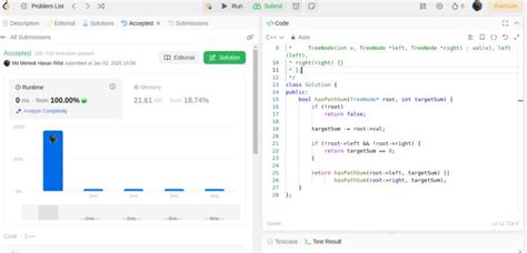 Md Mehedi Hasan On Linkedin 🌟 Leetcode Problem 112 Path Sum 🌟 Today