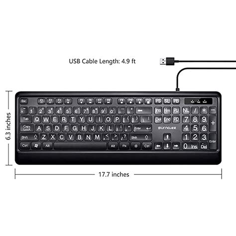 Large Font Print Usb Led Backlit Keyboard 104 Keys Grandado