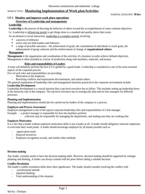 Monitoring Implementation Of Work Plan Pdf