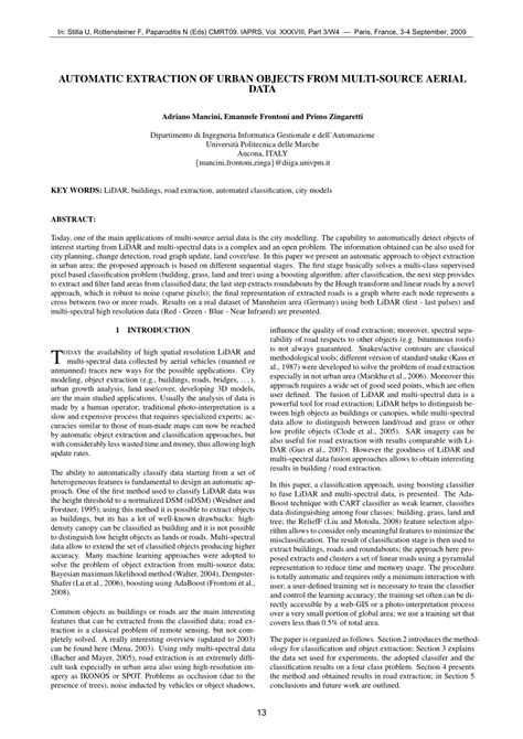 Pdf Automatic Extraction Of Urban Objects From Multi Source Aerial Data