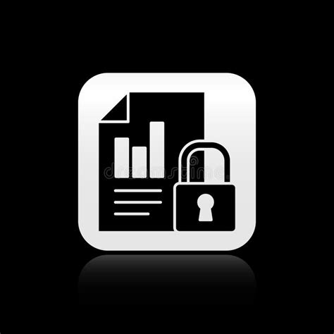Black Document And Lock Icon Isolated On Black Background File Format And Padlock Stock Vector