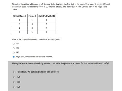 Solved Given That The Virtual Addresses Are 3 Decimal