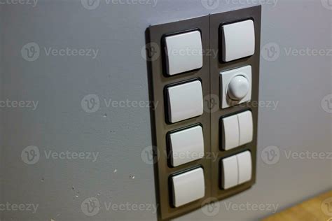 Set Of Modern Lightswitch On Grey Wall Electronic Light Switch Smart