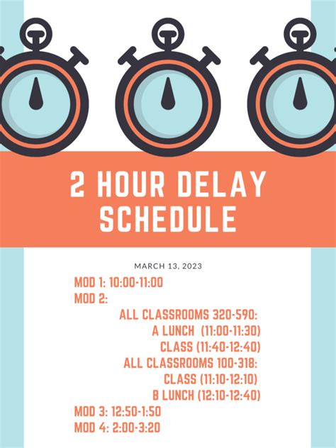 Satellite March 13 Two Hour Delay Schedule