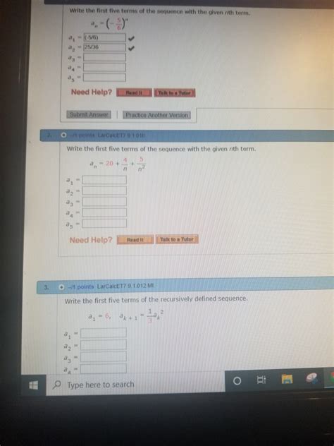 Solved Write The First Five Terms Of The Sequence With The