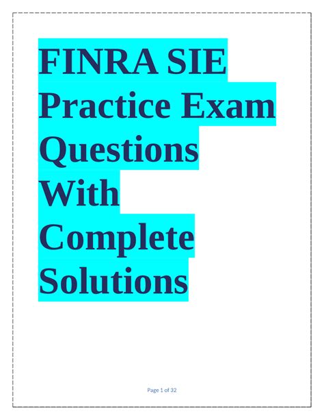 FINRA SIE Practice Exam Questions With Complete Solutions Exams Business Economics Docsity