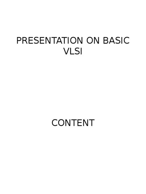 Presentation On Basic Vlsi Pdf Integrated Circuit Very Large