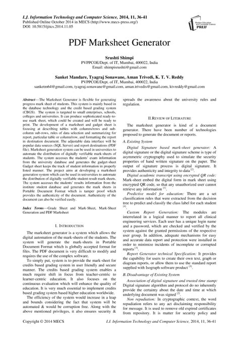 Pdf Marksheet Generator Ijitcs