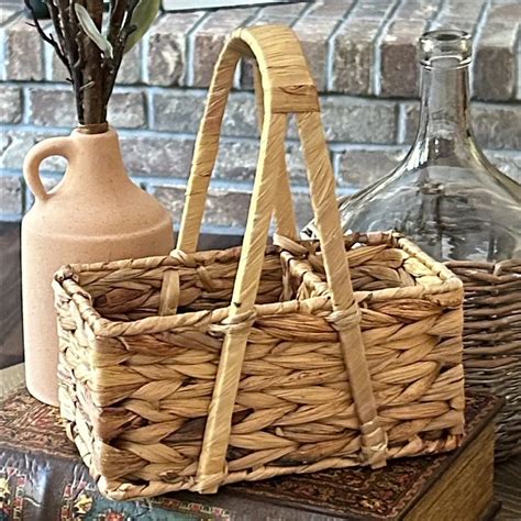 Accents New Neutral Woven Basket Divided Caddy Organizer With Handle Poshmark