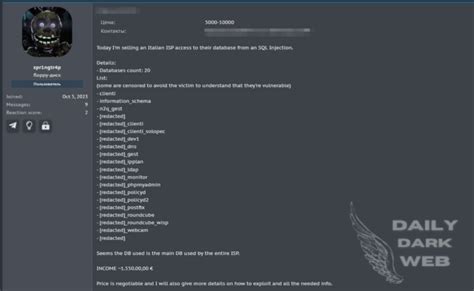 Threat Actor Allegedly Offers Unauthorized Access To An Italian Internet Service Provider