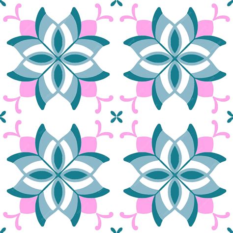 Premium Vector Tile Seamless Pattern Design With Colourful Motifs Background