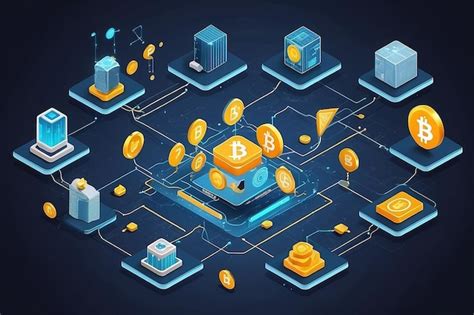 Concepto De Diseño Plano Blockchain Y Tecnología De Criptomoneda