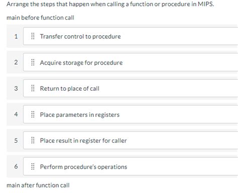 Solved Arrange The Steps That Happen When Calling A Function Chegg