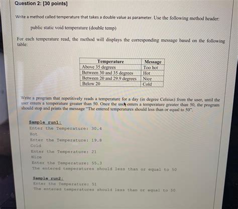 Solved Question 2 30 Points Write A Method Called