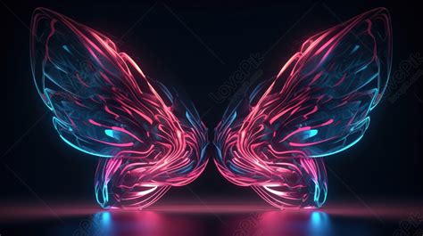 밝은 배경에 네온 핑크색과 파란색 기하학적 날개의 미래 지향적인 3d 모델링 핑크 블루 배경 3d 모델 배경 푸른 날개 배경 이미지 Hd 핑크 블루 3d 모델