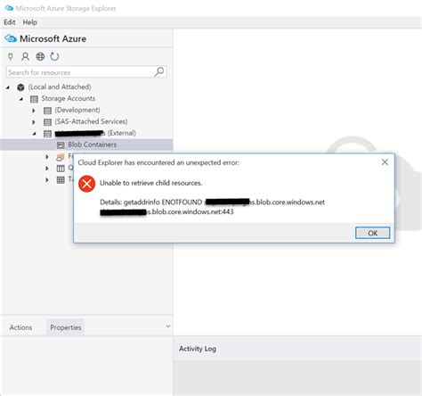 azure storage explorer error enotfound how to solve server fault