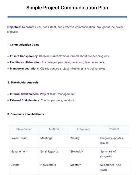 Simple Communication Plan Examples How To Create Pdf
