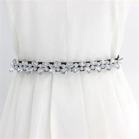 Badu Bg Моден елегантен дамски кристал с верига за кръста Тънък еластичен кристален черен бял